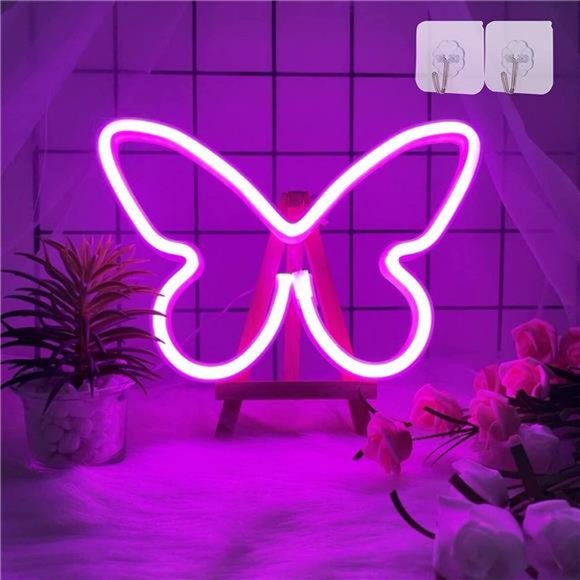 Accents | Enuoli Pink Butterfly Light Neon Signs Neon Lightsusb Or ...